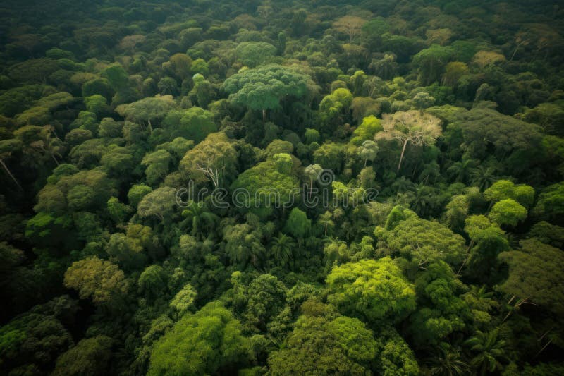 Green Dense Jungle from Above Aerial .generative Ai Stock Illustration ...