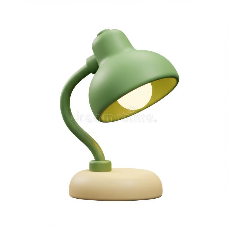 Green Desk Lamp with Beige Base 3D Render Stock Illustration ...