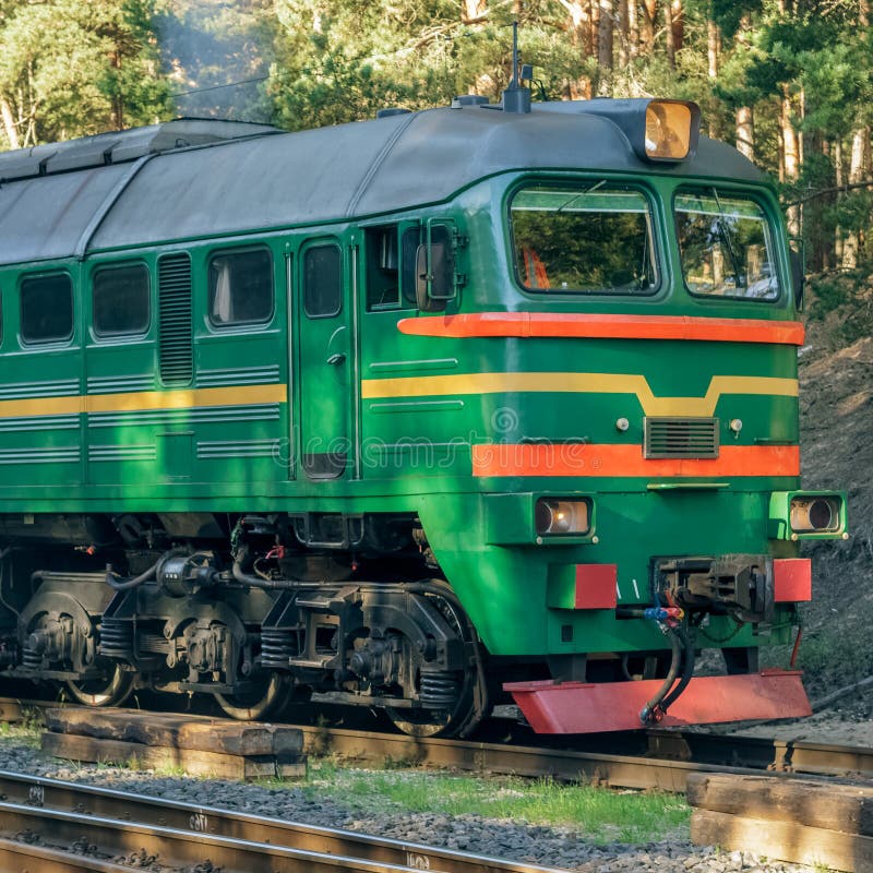 Green Diesel Cargo Locomotive Stock Image - Image of wagon, railroad ...