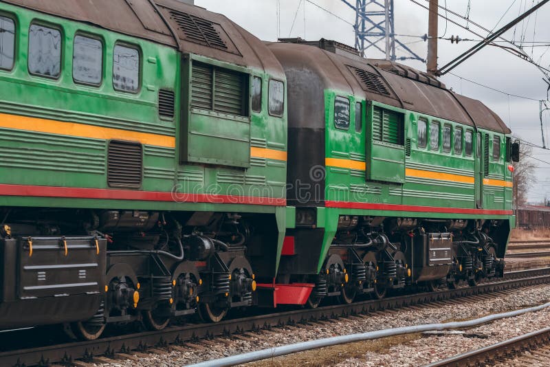 Green diesel locomotive stock image. Image of industry - 99617669