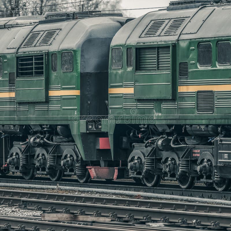 Green diesel locomotive stock photo. Image of motor, blue - 99617788