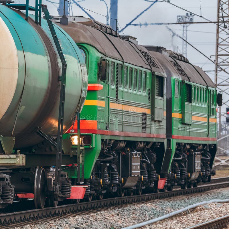 Green diesel locomotive stock image. Image of orange - 117671577