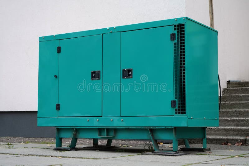 Green Diesel Powered Generator Connected To Building Stock Image ...