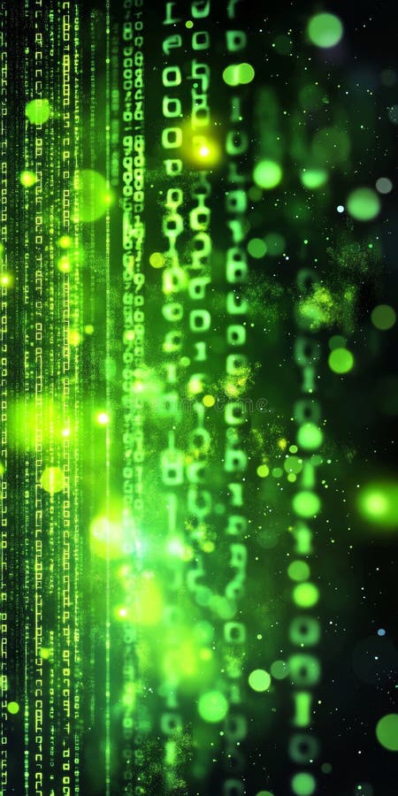 Green Digital Binary Code Data Flow Stream Matrix Background. Programming, Hacking Concept Stock ...