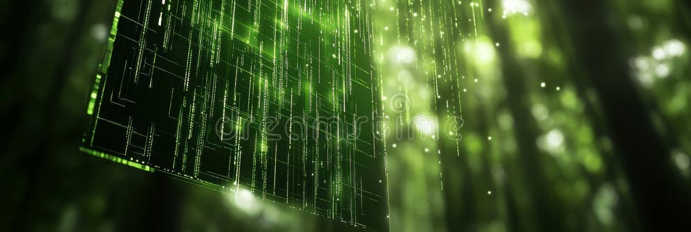 Green Digital Binary Code Data Stream Matrix. Technology, Programming, and Cybersecurity Concept ...