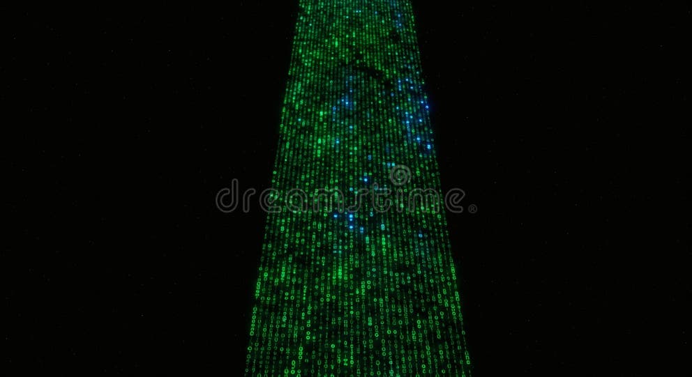 Green Digital Binary Code Falling on Black Background for Technology ...
