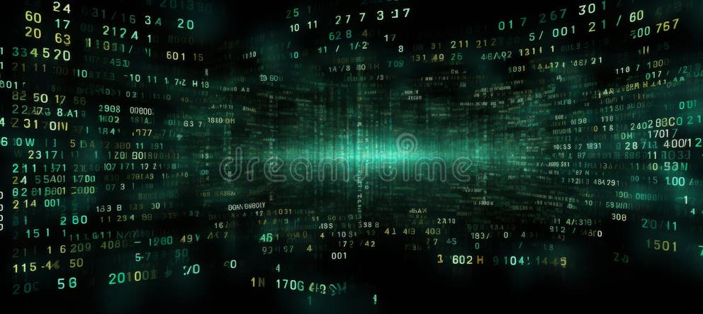 Green Digital Binary Data Computer Background Stock Illustration ...