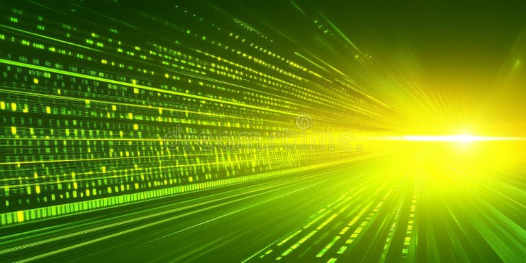 Green Digital Binary Data on Computer Screen, Banner Background with ...