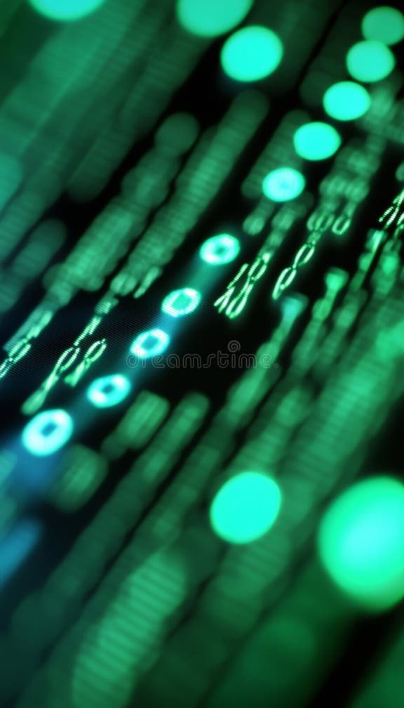 Green Digital Binary Data Flowing Code, Programming Script on a Computer Screen Background Stock ...