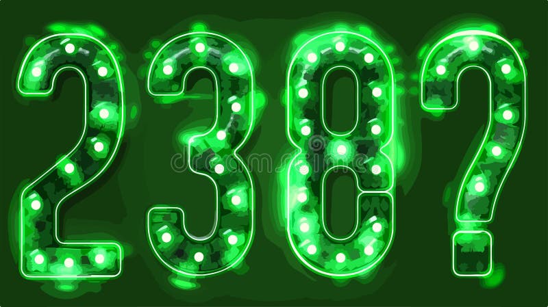 A Green Digital Clock Number Set, with LED Digits and Alpha Characters ...