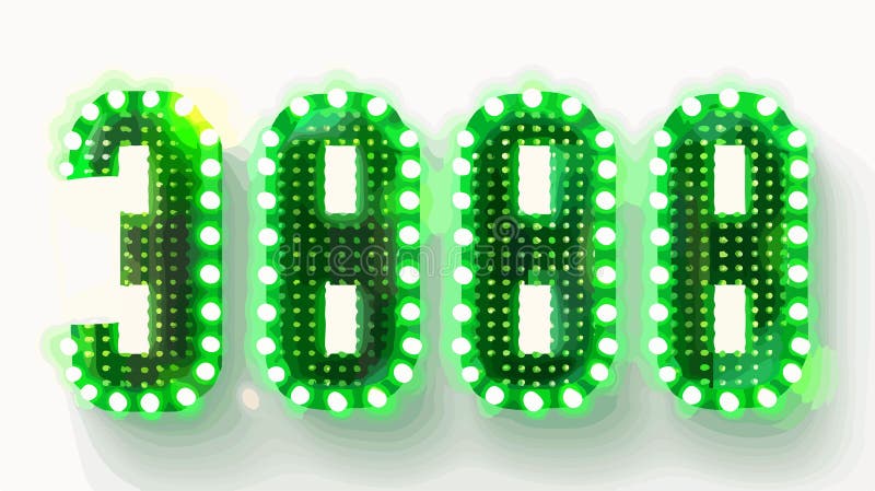 A Green Digital Clock Number Set, with LED Digits and Alpha Characters ...