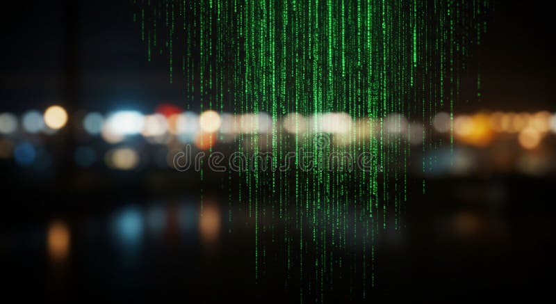Green Digital Code Resembling the "Matrix" Cascade Effect Streams ...