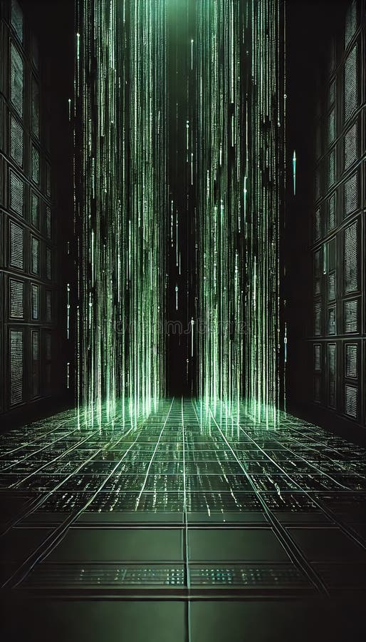 Green Digital Code Streams. Digital Matrix Space Stock Illustration ...