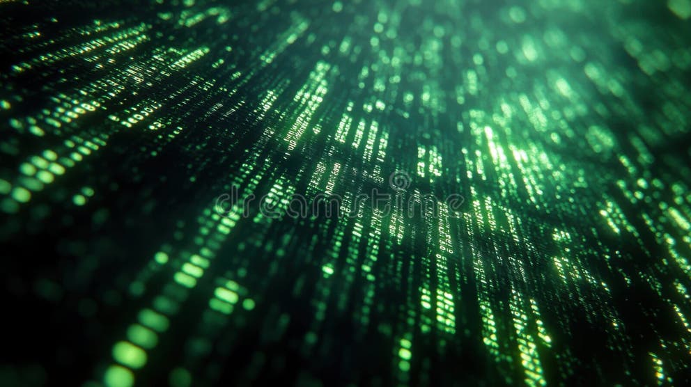 Green Digital Data Stream. Matrix Style Glowing Numbers. Technology ...