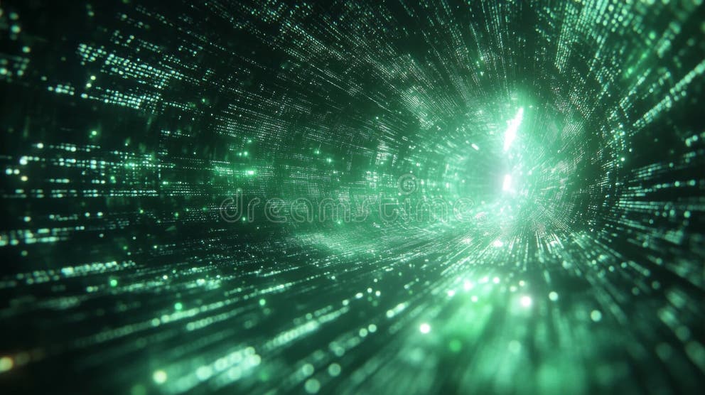 Green Digital Data Stream Tunnel Visual Stock Illustration ...