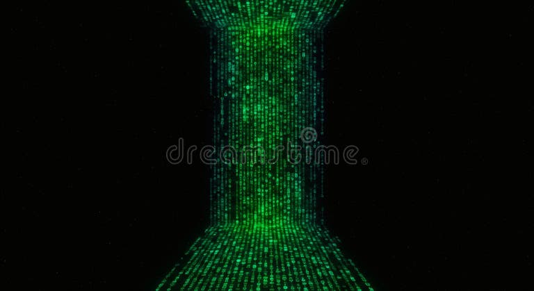 Green Digital Data Stream Visualization with Binary Code Matrix Stock Illustration ...