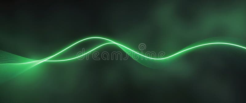 Green Digital Light Wave Spreading Across Dark Abstract Background ...