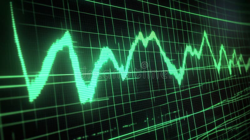 Green Digital Oscilloscope Waveform Pattern Technology Data Analysis ...