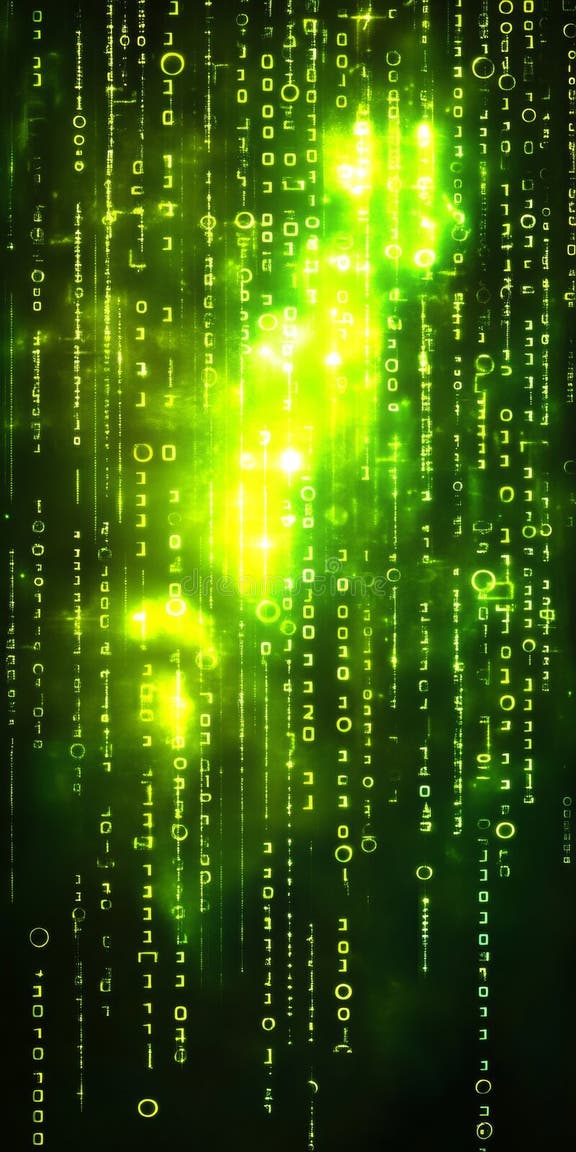 Green Digital Rain. Binary Computer Code Falling Digits Technology ...