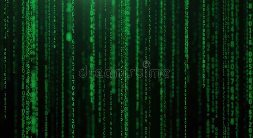 Digital Rain Green Matrix Code Background Stock Image - Image of banner ...