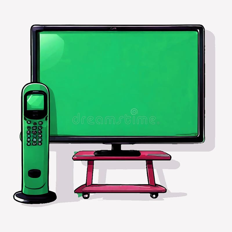 Green Digital Screen LED with Remote Set with White Background Stock ...