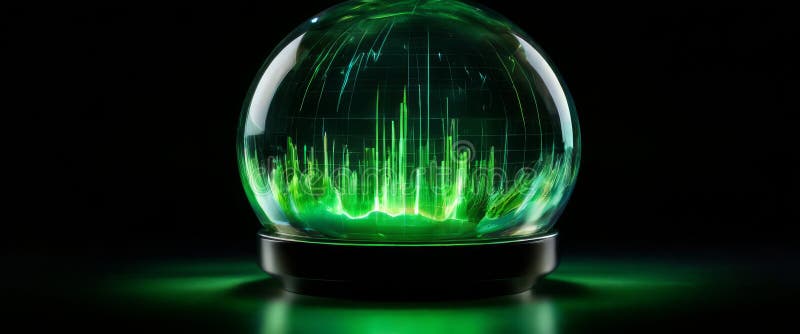 Green Digital Sphere with Data Visualizations, Futuristic Concept Stock ...