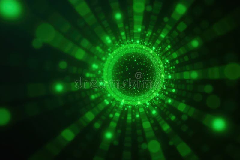 Green Digital Vortex Binary Code Depth of Field Bokeh Coding Texture Stock Illustration ...