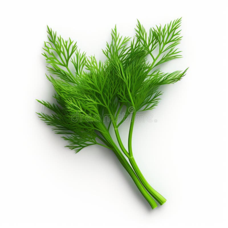 Green Dill Leaf on White Background - 3d Rendering Stock Illustration ...