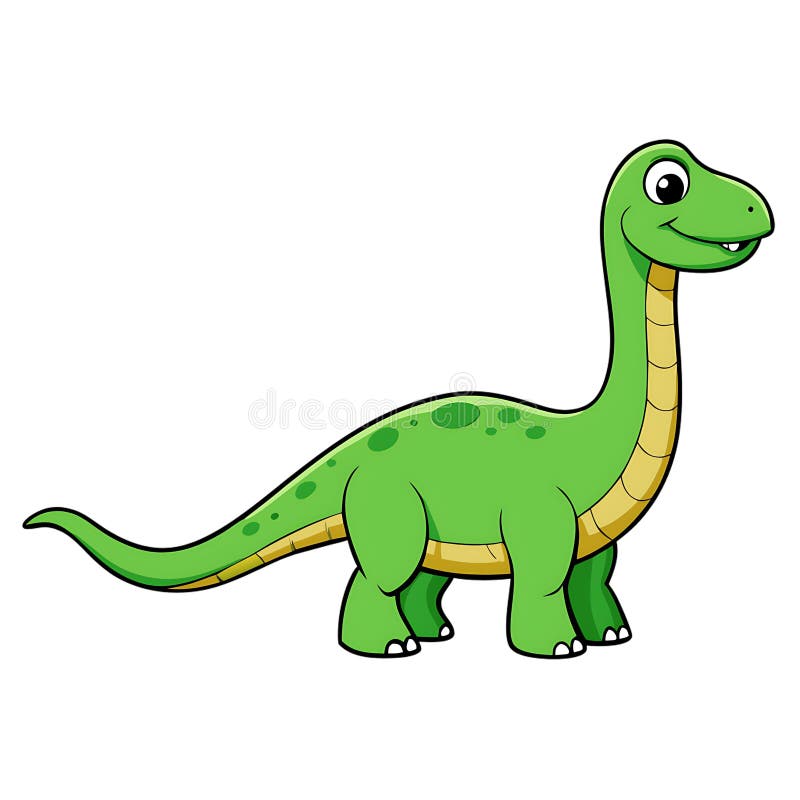 Green Dinosaur Barosaurus with a Cheerful Expression, Suitable for ...
