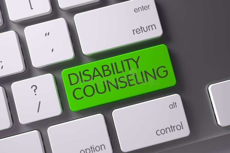 Green Disability Counseling Button on Keyboard. 3D. Stock Photo - Image ...