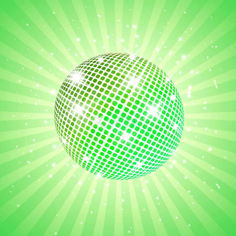 Green Disco Ball and Light Burst Stock Vector - Illustration of digital ...