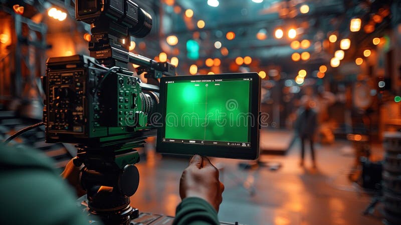 Green Display Screen for Post-production Tasks. Stock Illustration ...