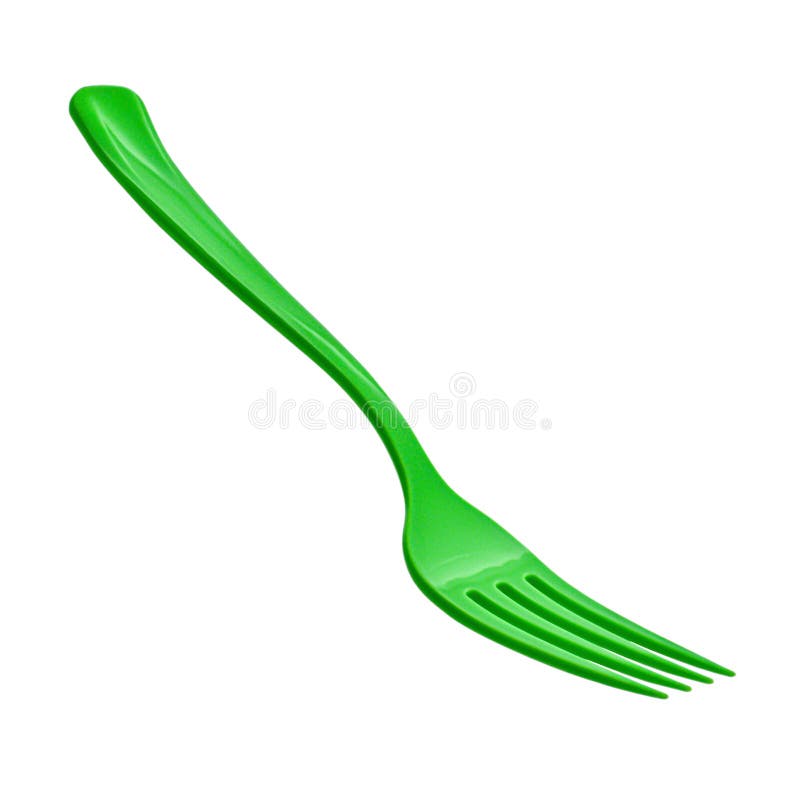 Green Disposable Plastic Fork, Clipping Path, Isolated on White ...