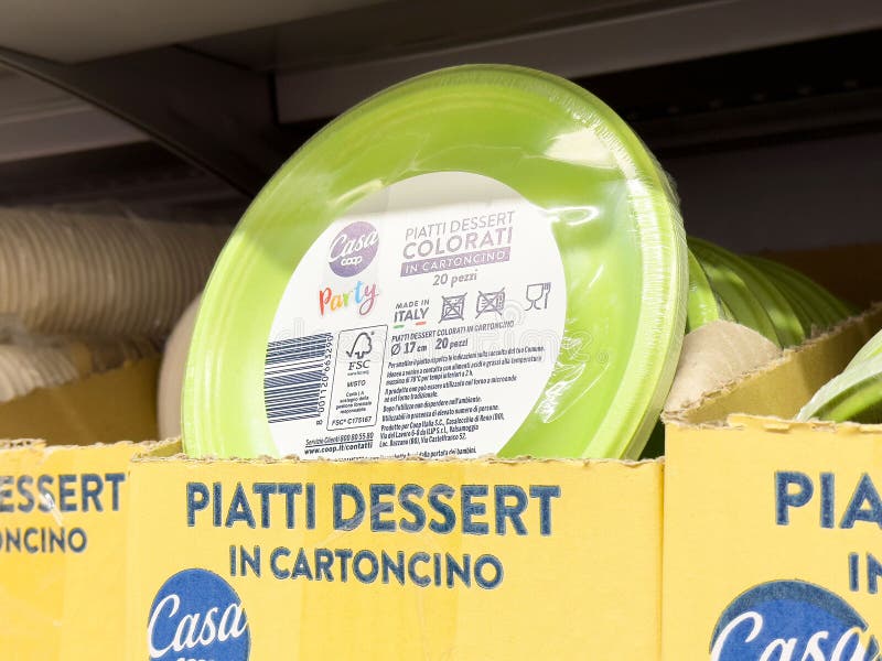 Green Disposable Plates in Cardboard Packaging Displayed on Store Shelf ...