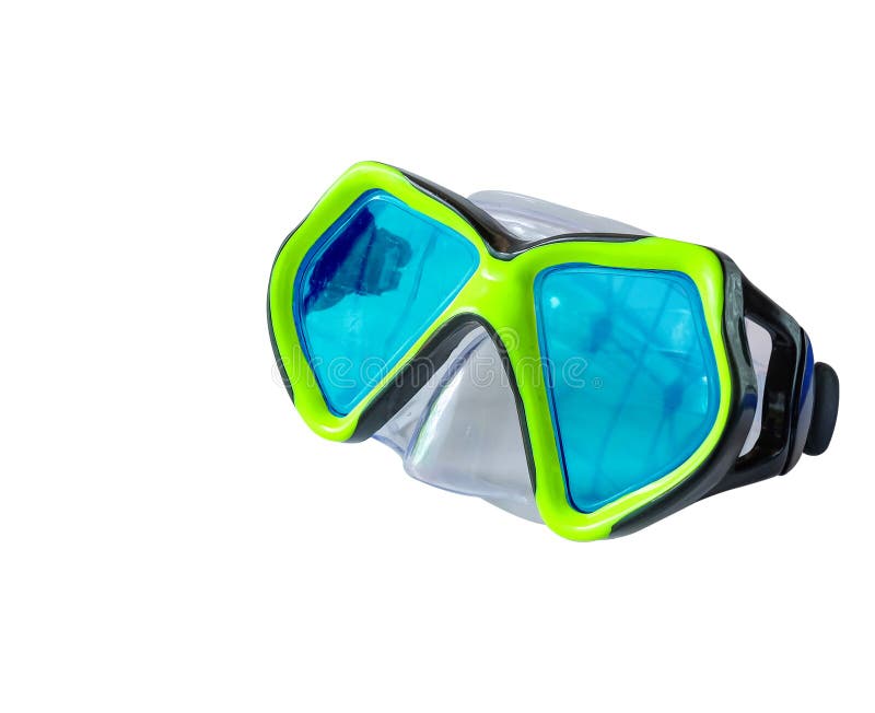 Green Dive Mask and Snorkel for Amature on White Stock Image - Image of ...