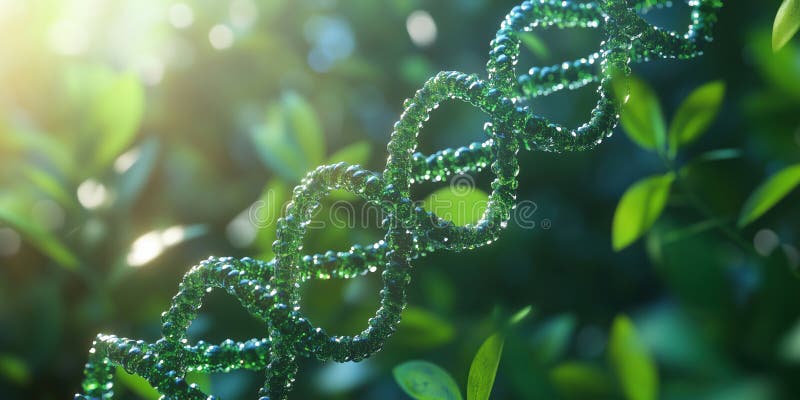Green Dna Helix Surrounded Lush Foliage Representing Nature Genetics ...