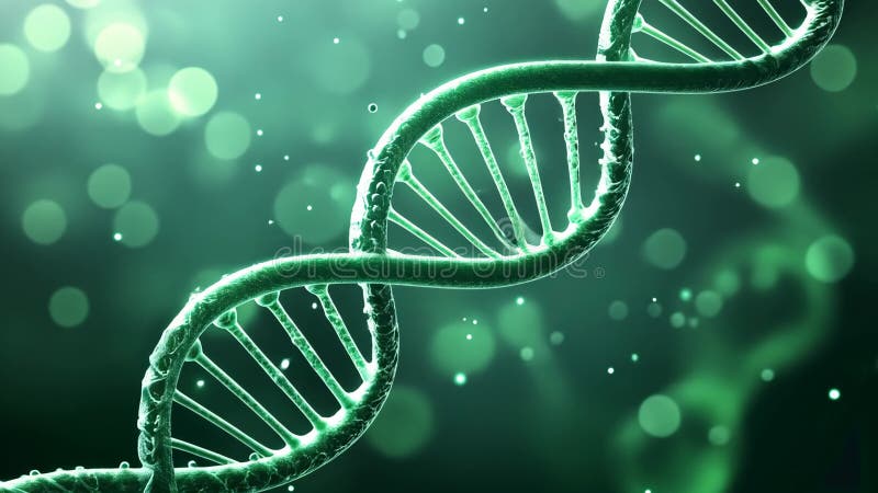 Green DNA Spiral Structure Floating in Emerald-tinted Space Stock ...
