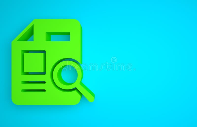 Green Document with Graph Chart Icon Isolated on Blue Background ...