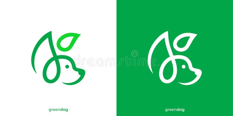 Simple Green Dog Logo Design. Dog and Green Leaf Icon Graphic Stock ...