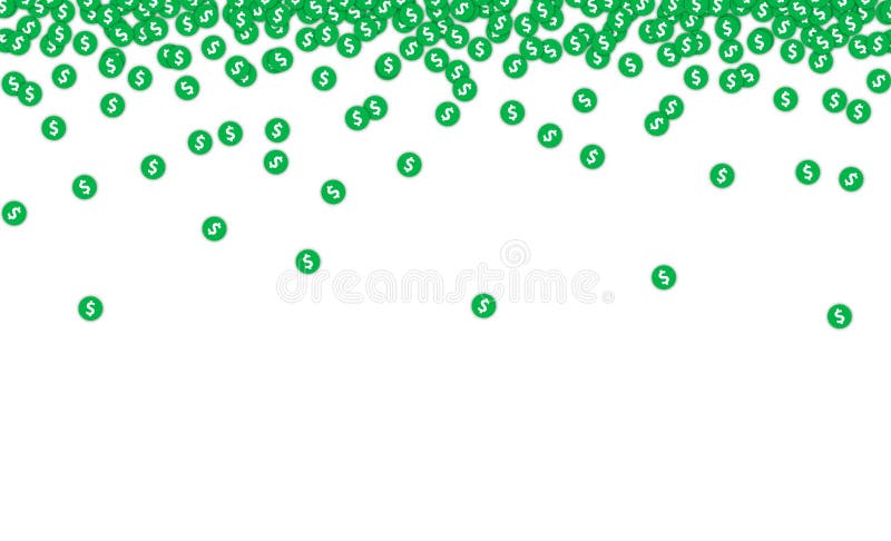 Green Dollar Coins Falling Confetti Stock Vector - Illustration of bank ...