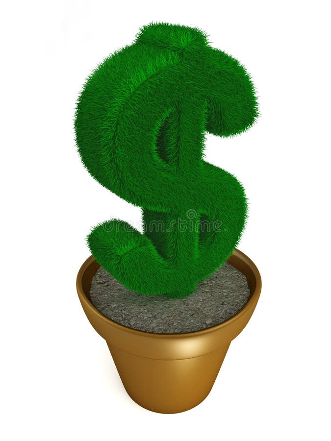 Green Dollar Sign Flower Growing In A Flowerpot Stock Illustration ...