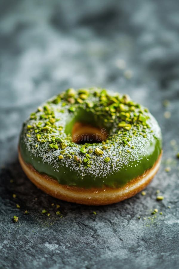 A Green Donut with Nuts on Top Stock Photo - Image of pastry, delicious ...