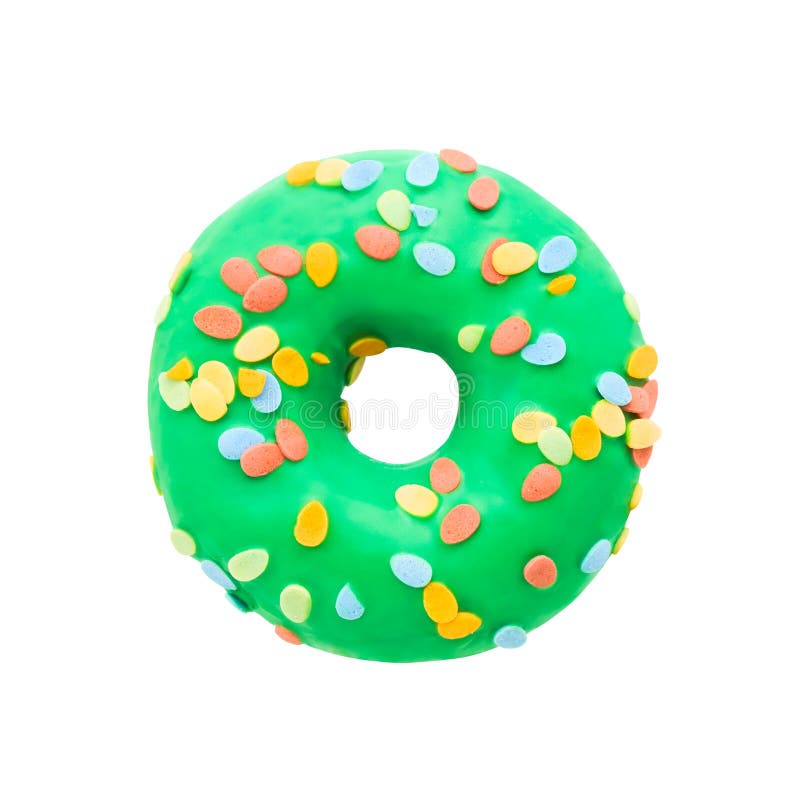 Green Donut with Sprinkles Isolated on White Background Stock Image ...