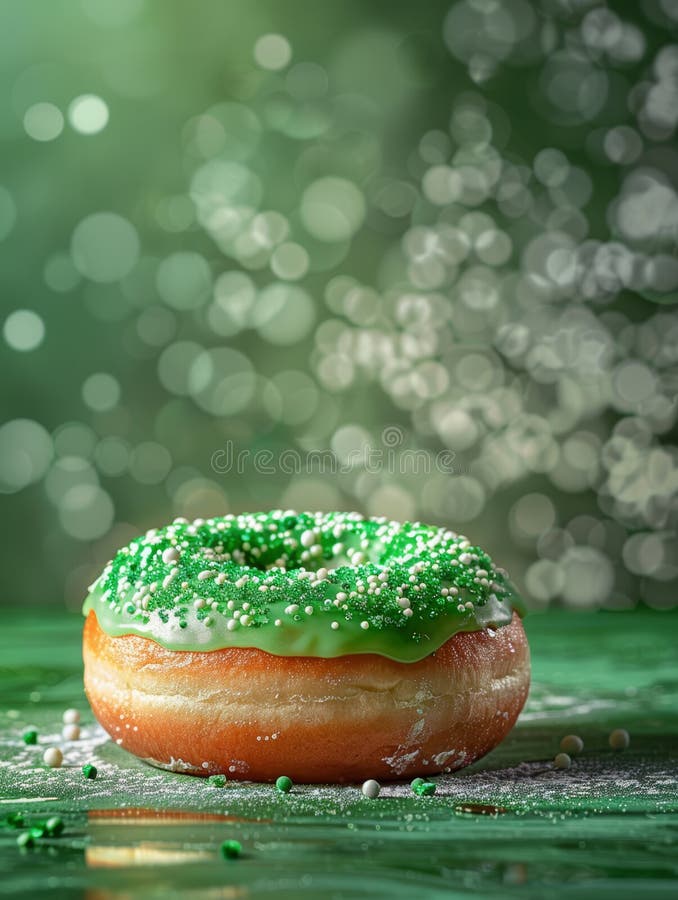 Green donuts on the table stock illustration. Illustration of meal ...