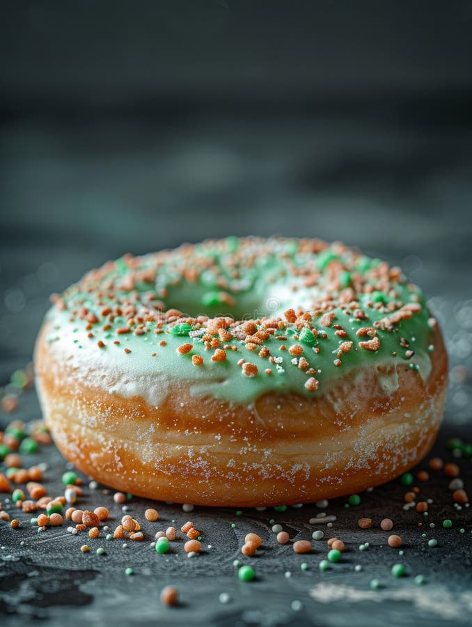 Green donuts on the table stock illustration. Illustration of icing ...