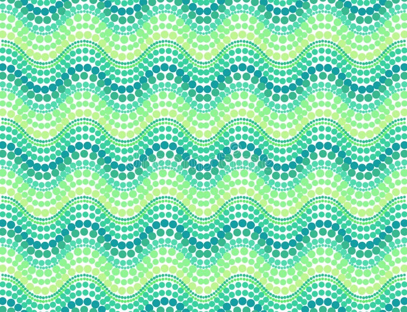 Green Dotted Waves Seamless Pattern Australian Art Style Stock ...