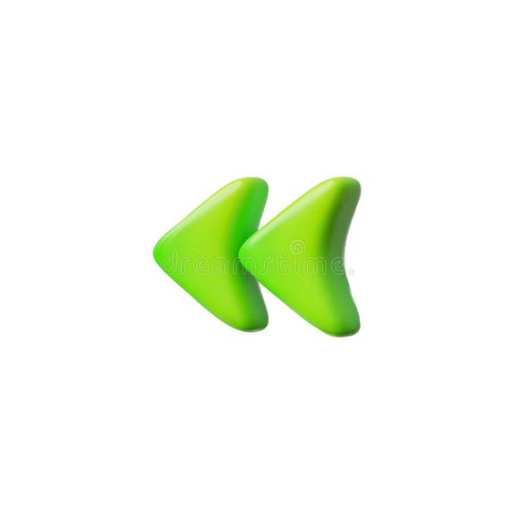 Green Double Arrowhead 3D Cartoon Vector Icon, Render Glossy Left ...