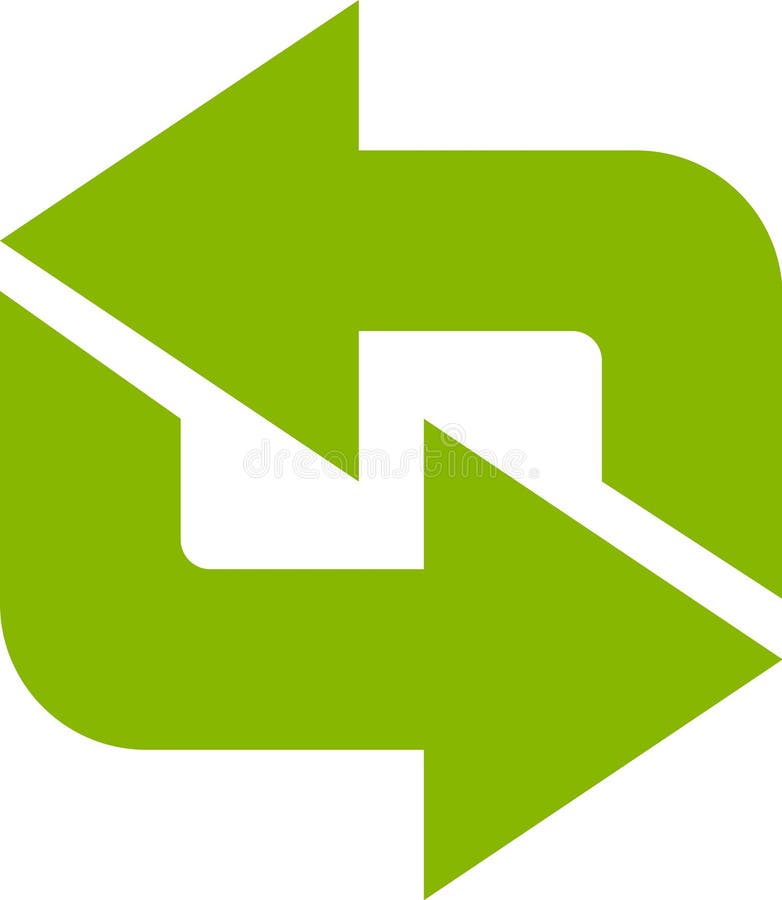 Green Double Arrows Rotating in Opposite Directions, Symbolizing ...