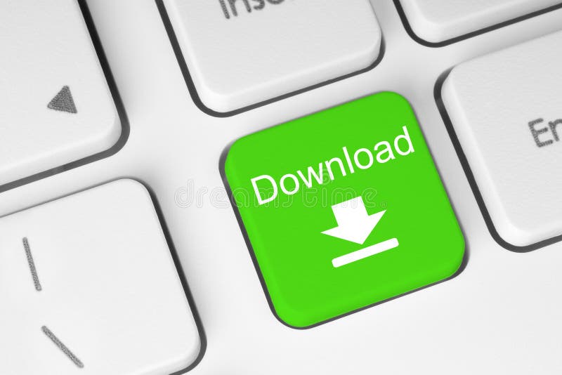 Businessman Push To Download Button on Virtual Screen Stock Image ...