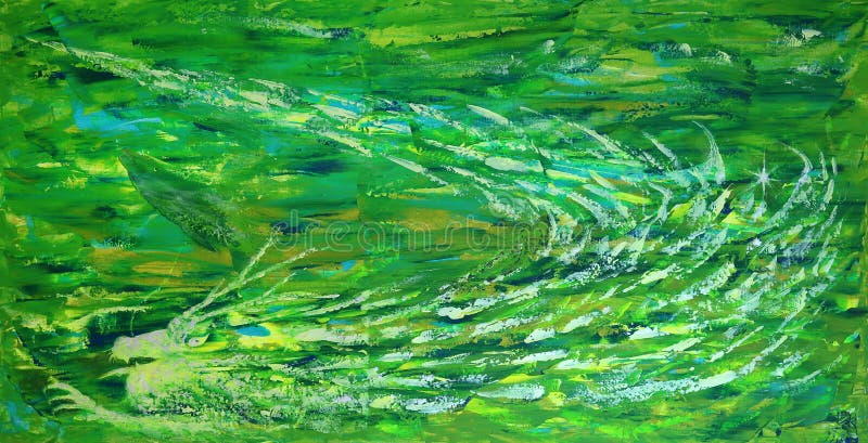 Green Dragon Chasing Dolphin Art Painting Stock Illustration ...